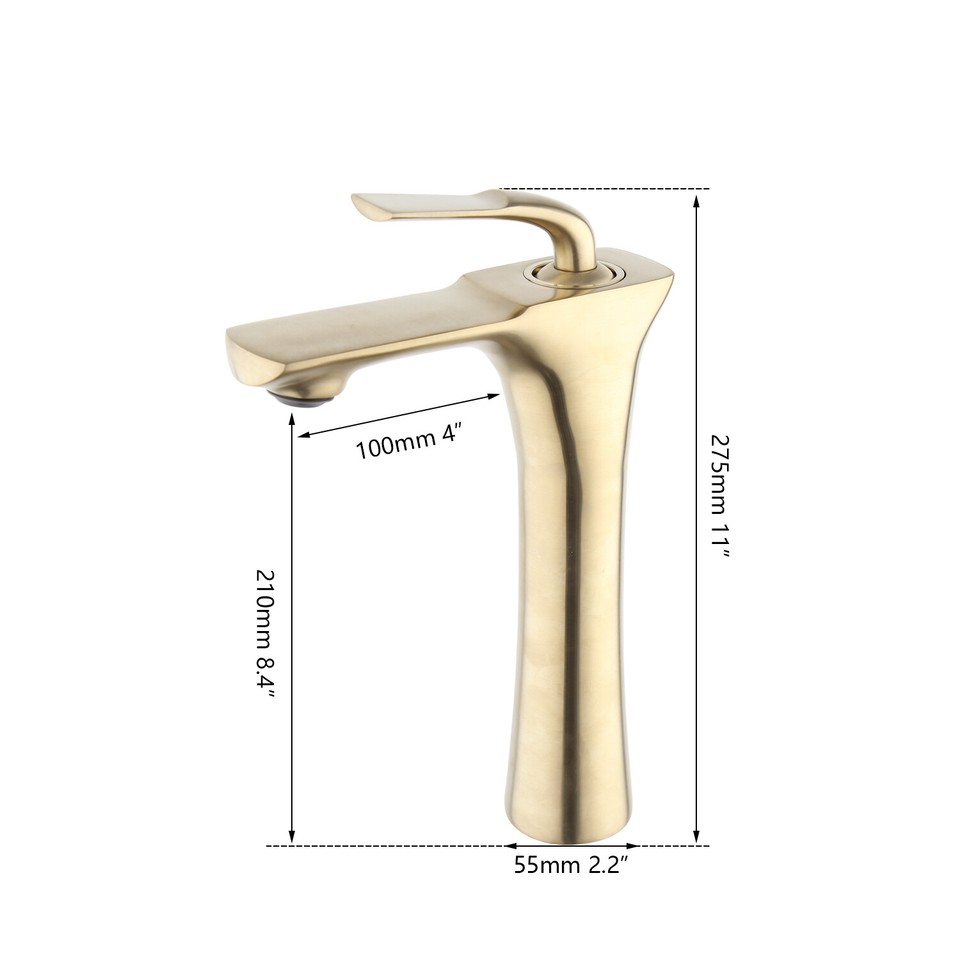 Bathroom Vanity Basin Brushed Gold Mixer Single Handle Deck Mounted ...