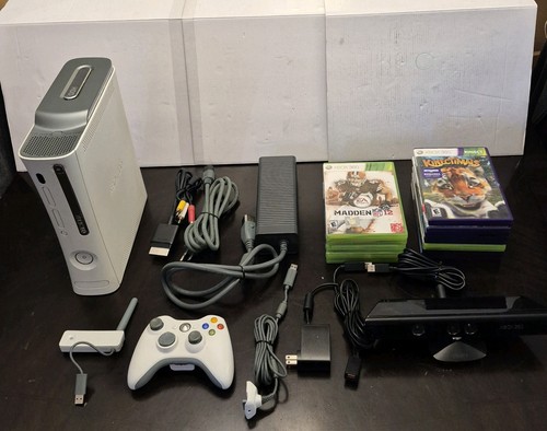 Microsoft Xbox 360 Pro 20GB Console W Cables, Wifi Adapter, Kinects, 12 ...