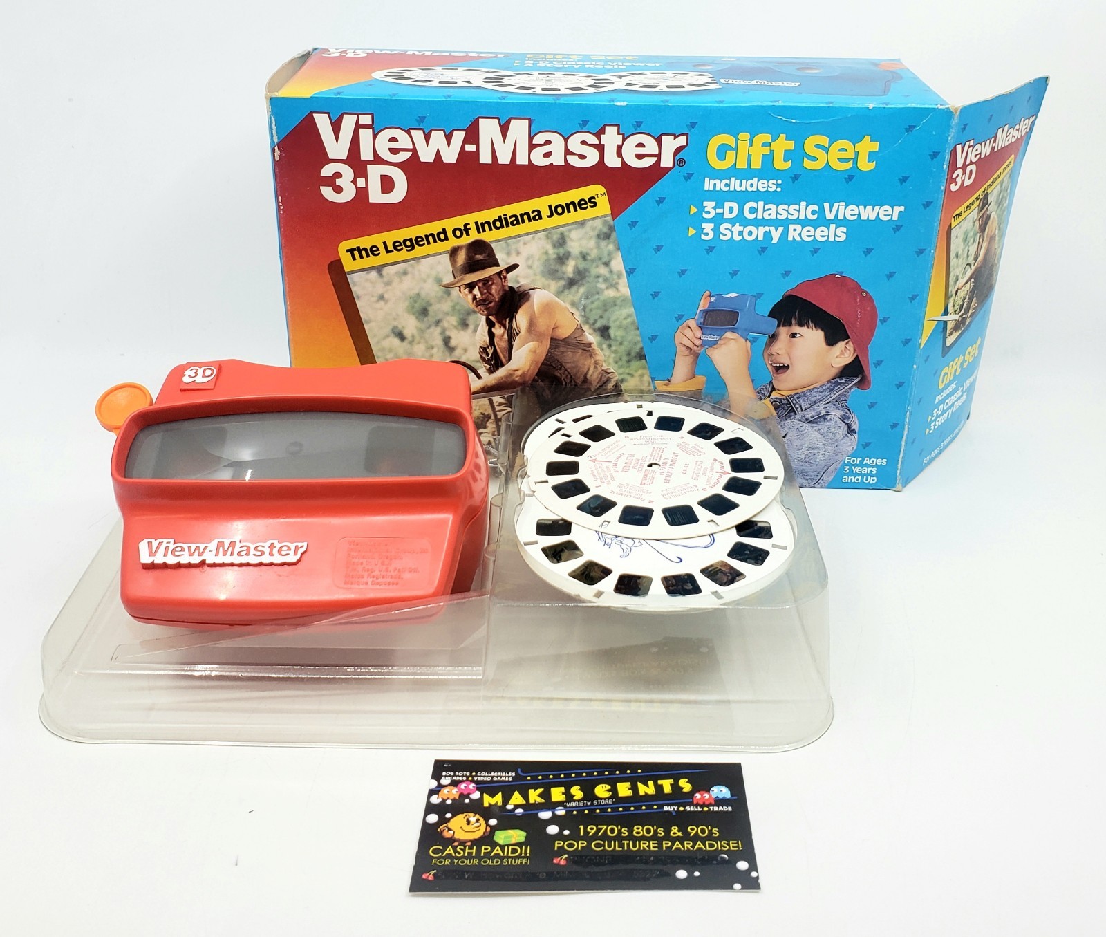 Vintage 1989 Indiana Jones View-Master 3-D Gift Set w/ Box & 3 Story ...