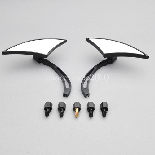 2Pc Black Motorcycle Street Sport Bike Cruiser Chopper Spear Custom ...