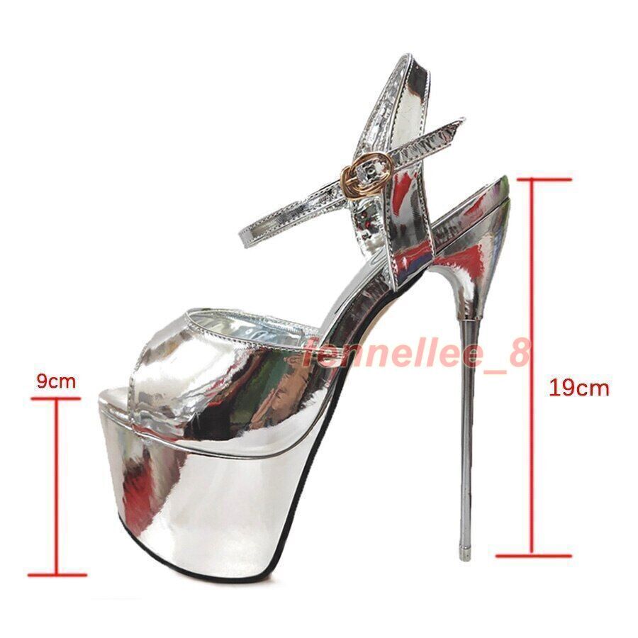 Women 19/22cm Platform Sandals High Heels Metal Thin Heel Pumps Big ...