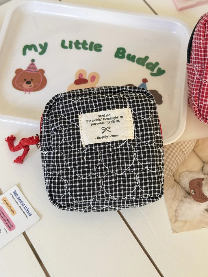 Quilted Heart Plaid Women's Cosmetic Bags Makeup Case Large Capacity ...