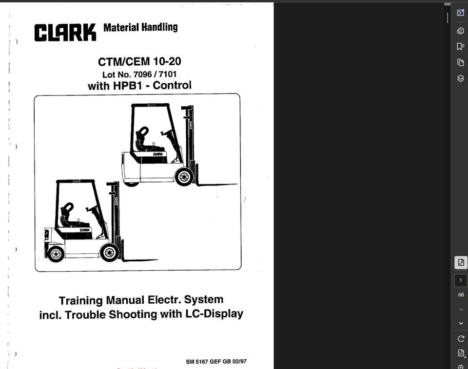 CLARK CEM 16 CEM16 FORKLIFT SERVICE REPAIR SHOP MANUAL PDF ON USB | eBay