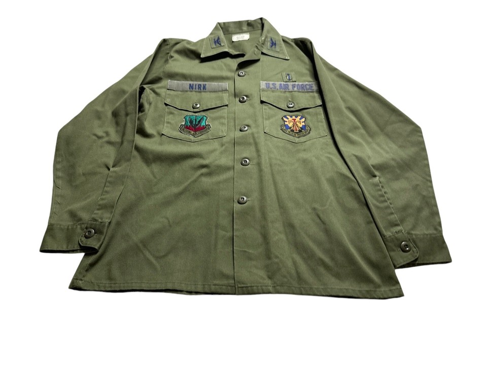 USAF Colonel Shirt OG-507 Vintage Green Fatigue 944 Tactical Fighter L ...