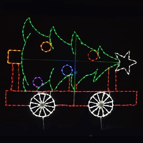 Christmas Outdoor Decorations LED Tree Train Car Animated Wheels ...
