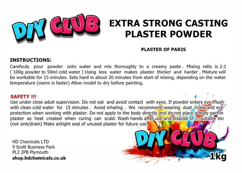 Stone Casting Plaster Extra Hard Sculpting Modelling Powder 1kg FREE UK ...