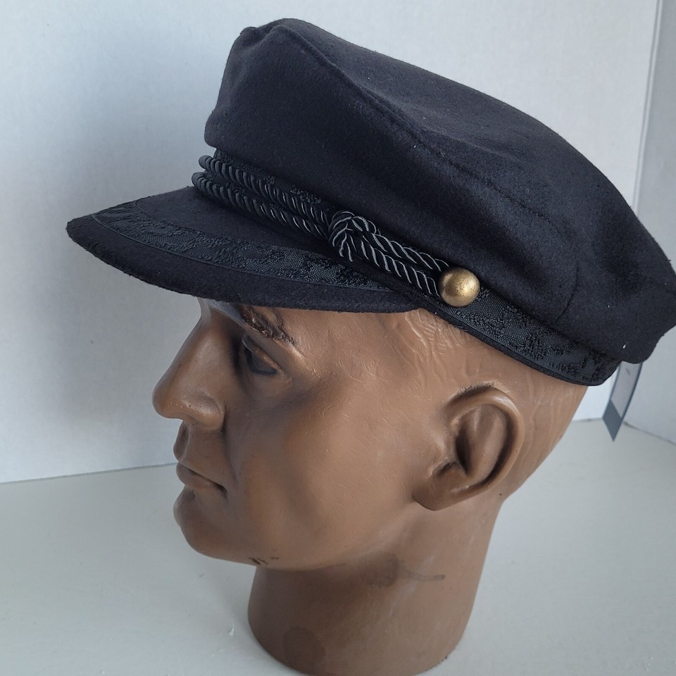 Greek Fisherman Cap Hat Black With Rope Hat Band One Size Yachting ...