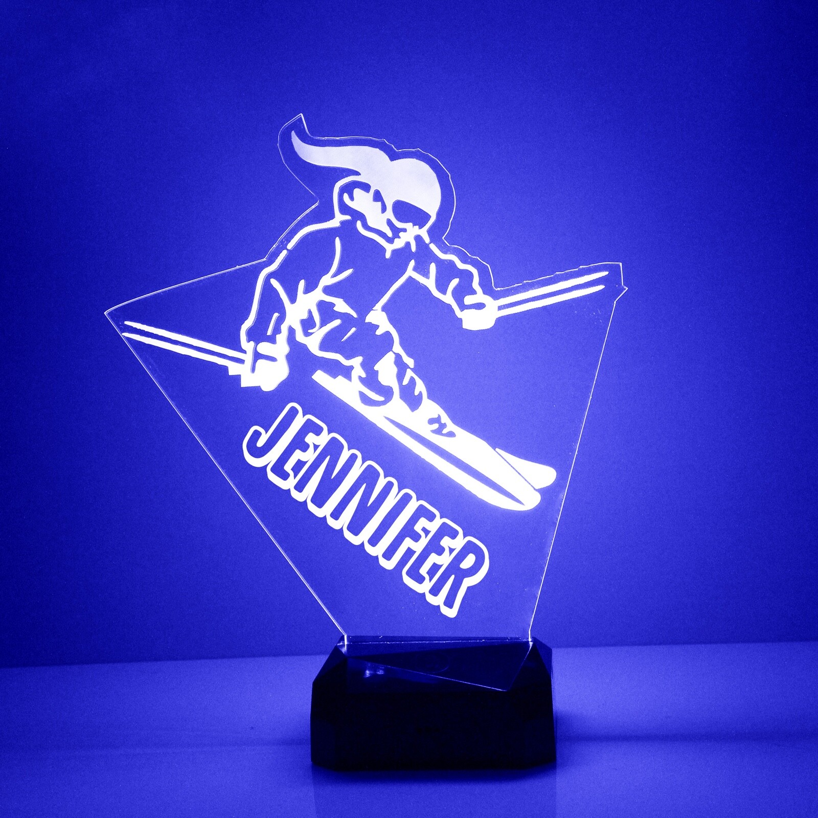 Skier Night Light, Personalized FREE, LED Desk Lamp, Engraved Skiers ...