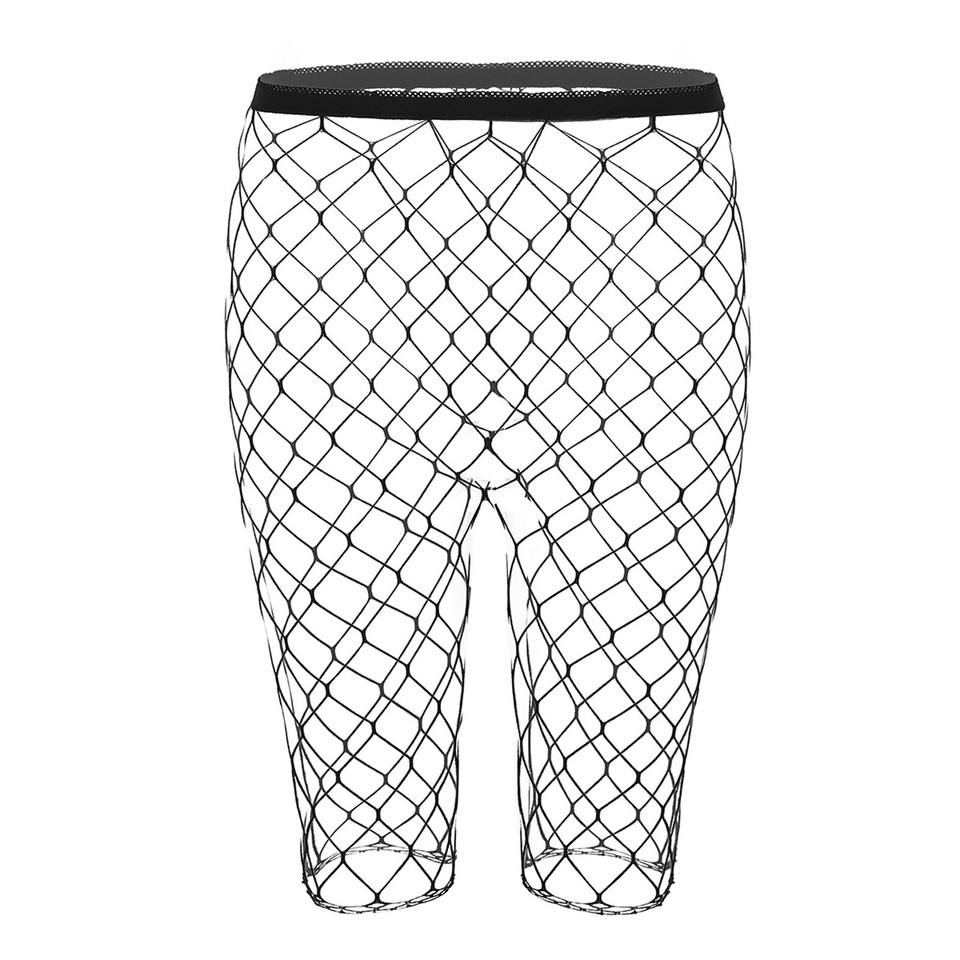 Men's Hollow Out Mesh Fishnet Pants Stretchy Half Pants Swim Shorts ...