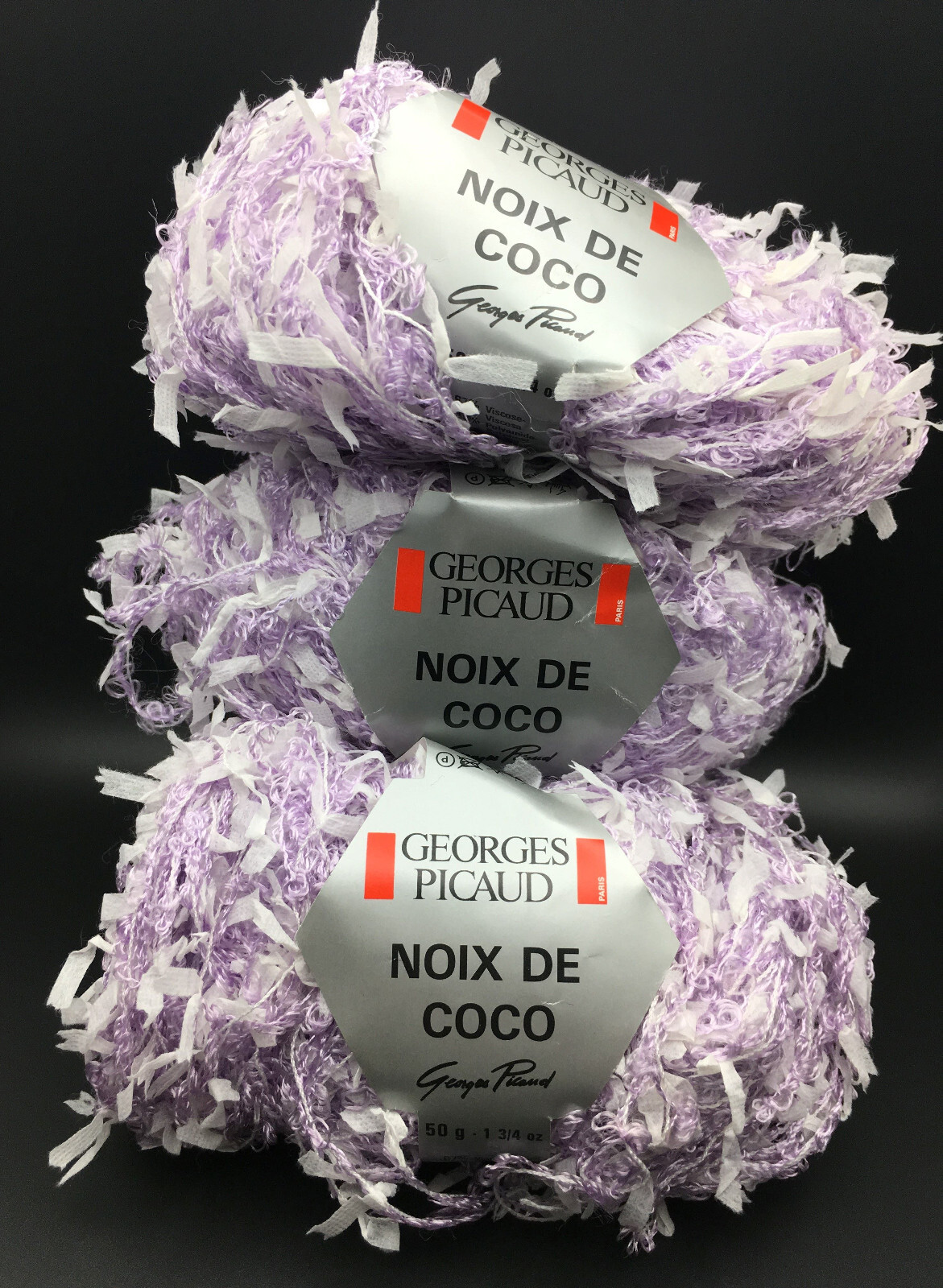 GEORGE PICAUD PARIS Noix de Coco Textured Yarn. Lilac. 67% Viscose. 50 ...