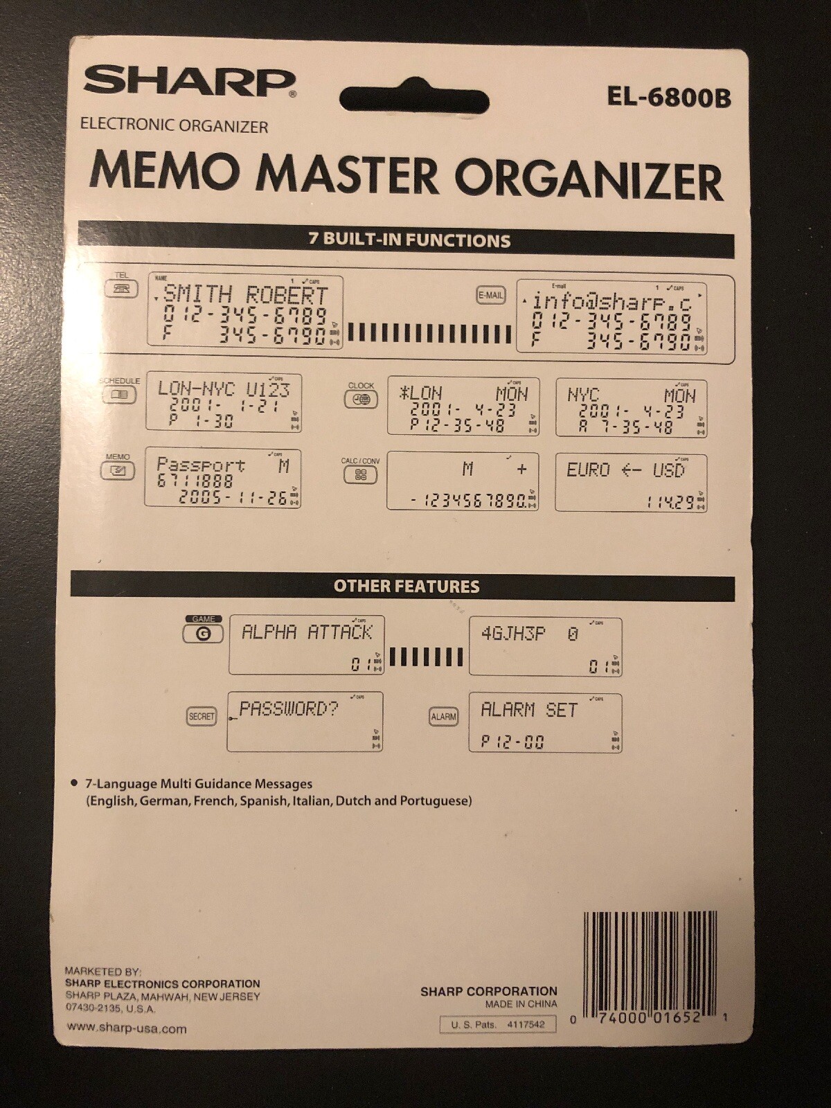NEW Sharp Electronic Organizer Memo Master EL-6800B Schedule Phonebook ...
