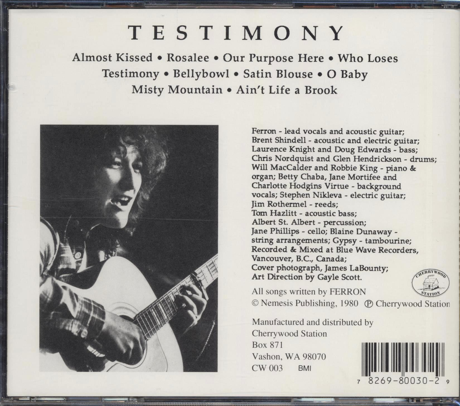 Testimony by Ferron (CD, Dec-1993, Cherrywood Station) for sale online ...