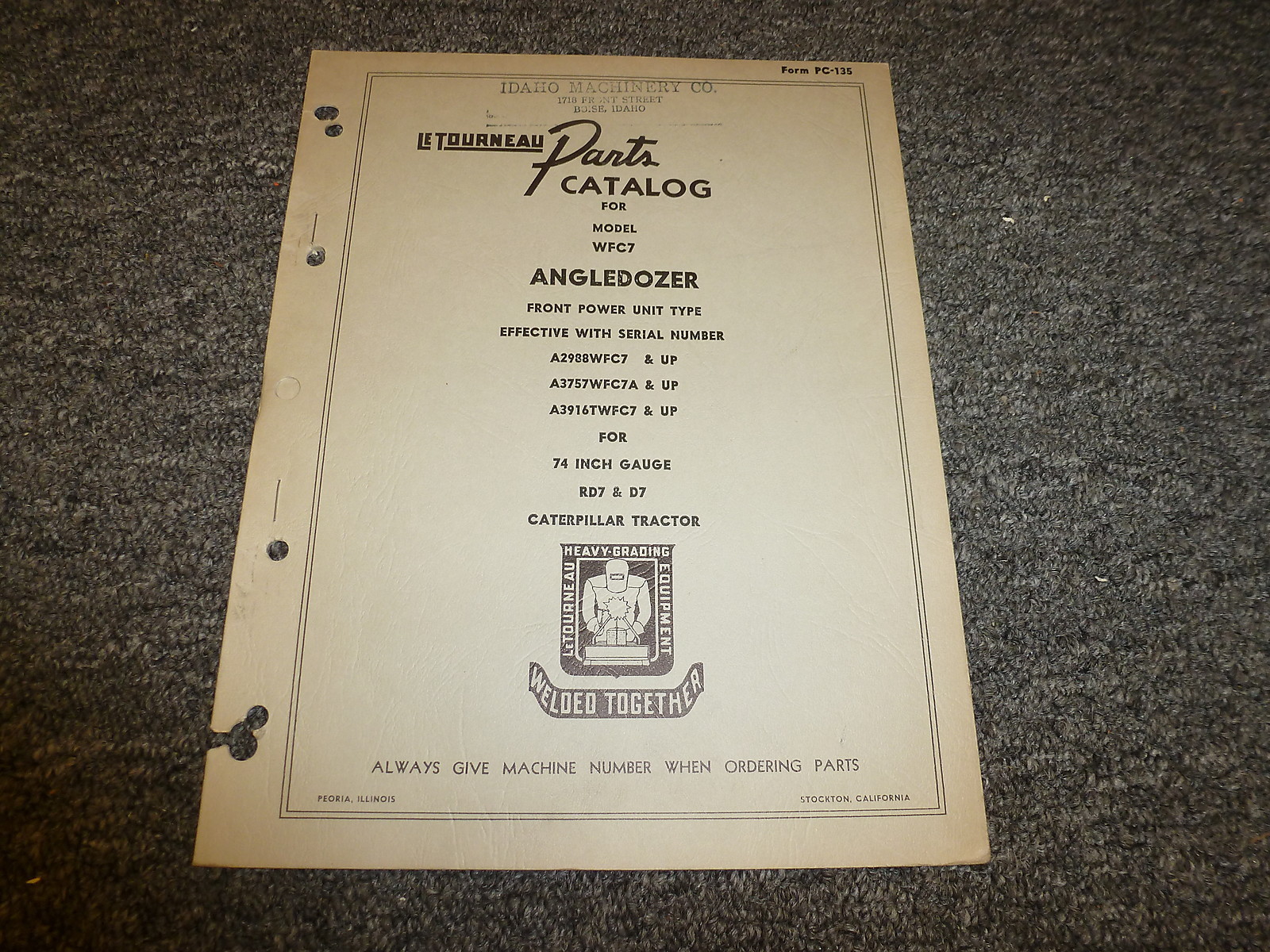 LeTourneau WFC7 Angledozer Dozer for 74 in Gauge Cat RD7 D7 Parts ...