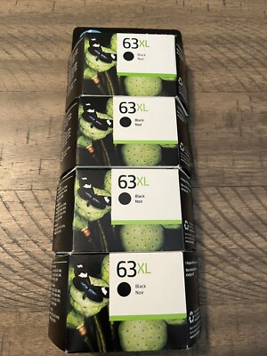 FOUR……Genuine HP 63XL Black Ink Cartridge F6U64AN High Yield - Expires ...