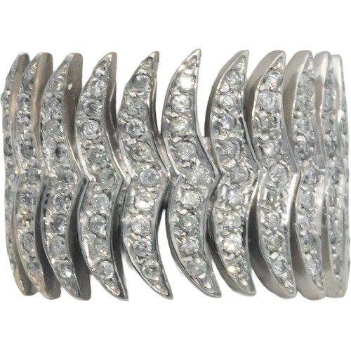 14k White Gold 0.65CT Round Cut Diamond Wide Bad Ring Size 9 | eBay