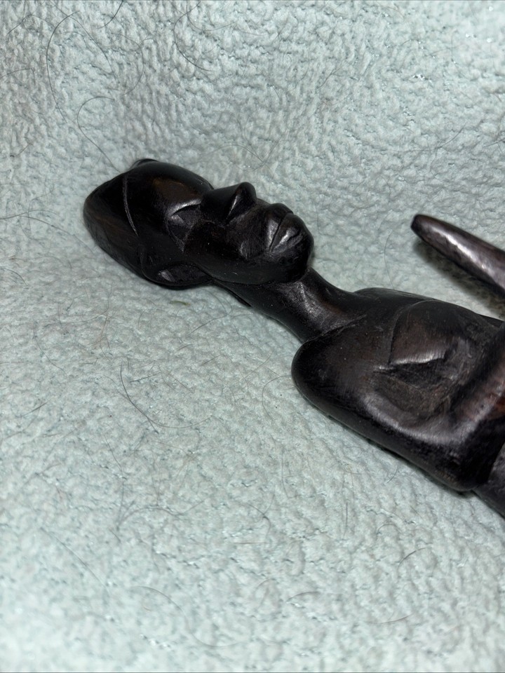 Hand Carved Wood Sculpture Women Tribal Figure Kenyan Besmo & Shield 13 ...