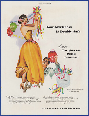 Vintage 1949 Colgate's VETO Cream Feminine Deodorant Ephemera 1940's ...