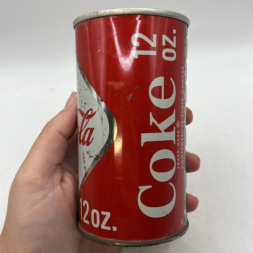 Vintage Antique Coca Cola Coke Flat Pull Tab Opened Can Red 12 Oz ...