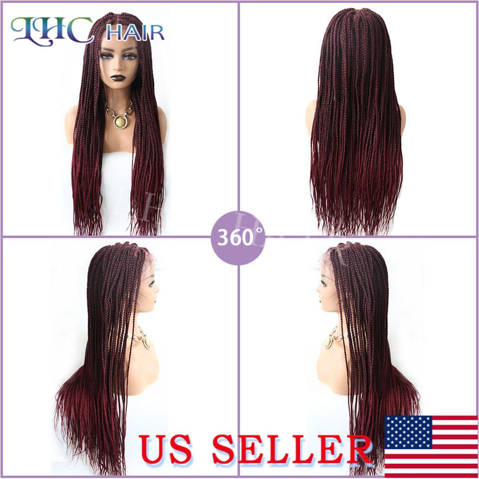 Swiss Lace Front Afro Box Braided Wig For Black Women Synthetic ...