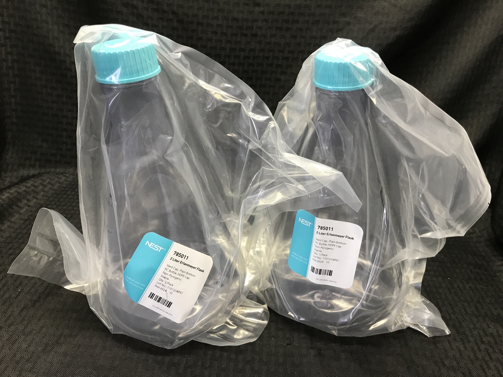 (2) NEST 2L Polycarbonate Erlenmeyer Culture Flask HDPE Vent Cap ...