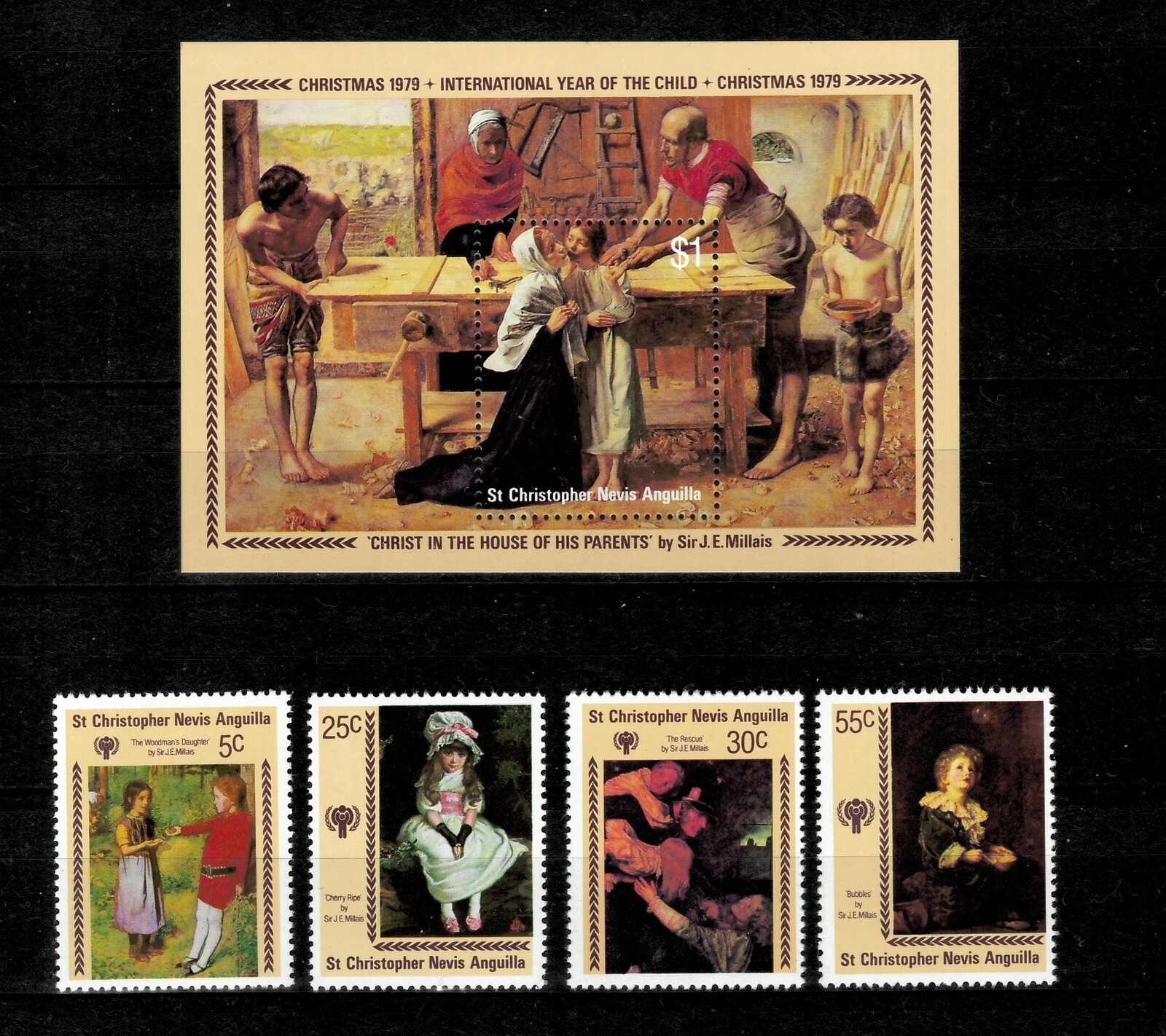 St Christopher Nevis Anguilla 1979 Art - Christmas Year Child stamps ...