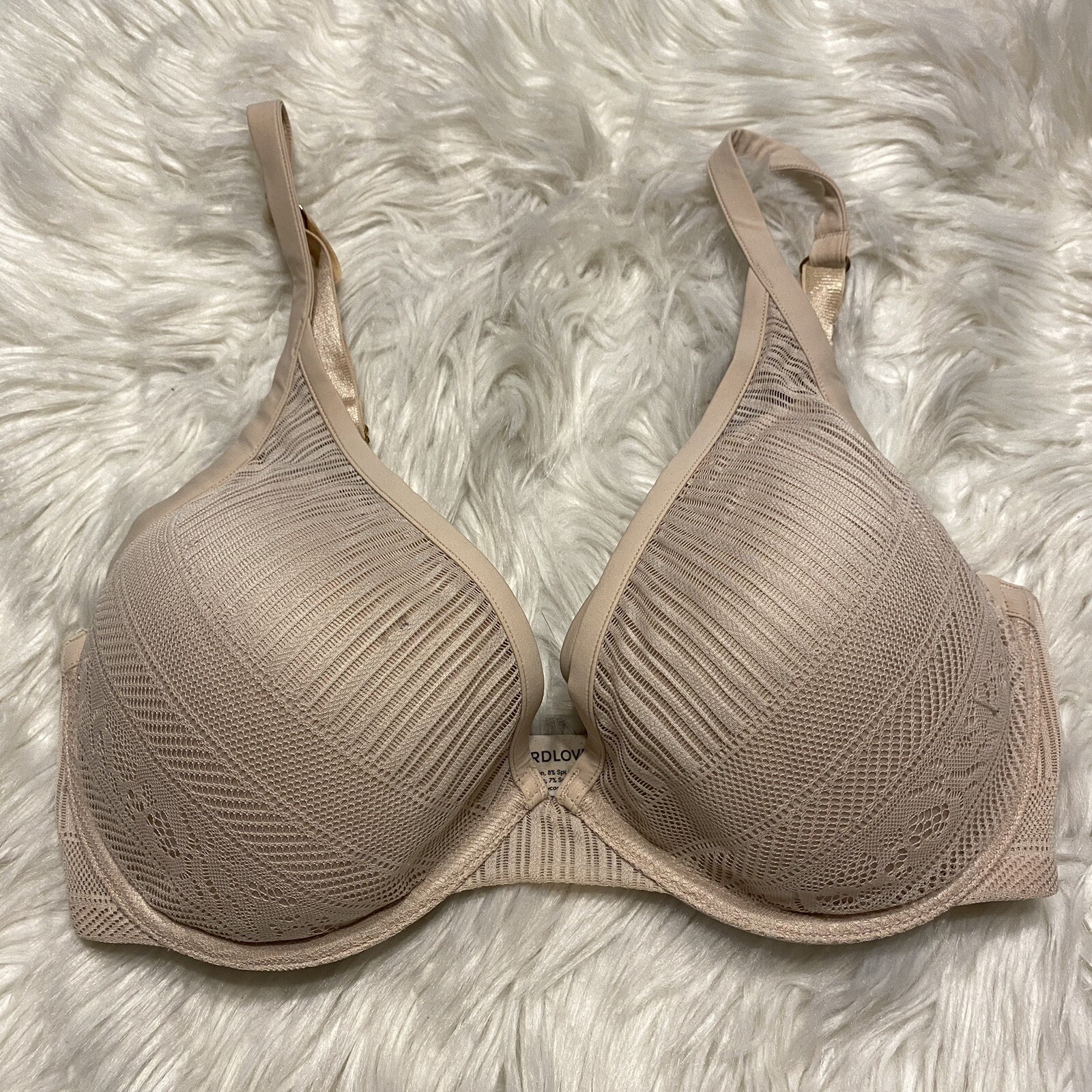 Third Love 32F Bra Beige Everyday Lace Plunge Underwire Back Closure ...