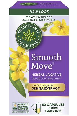 Smooth Move Herbal Laxative Capsules 50 Ounce Organic Senna Leaf and ...