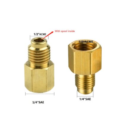 2Pcs/Set R134a To R12 Fitting Adapter 1/4 Female Flare 1/2 Acme Male ...