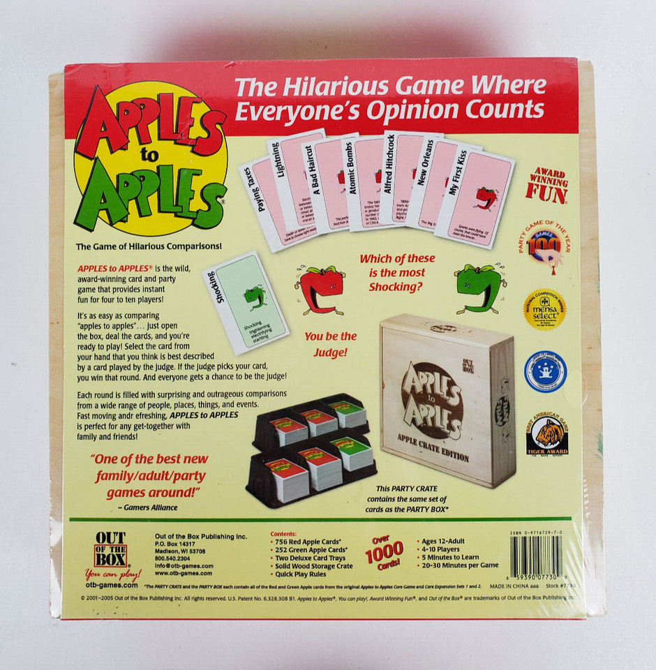 APPLES TO APPLES Board game Party Crate Expansion New sealed box 500 ...