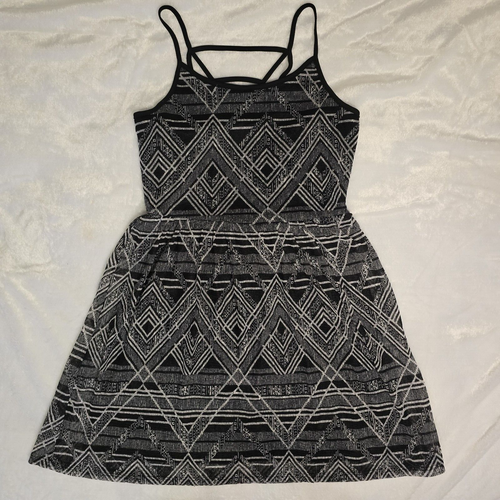 Aztec Print Black and White Strappy Tank Mini Dress Size Medium (7-9 ...