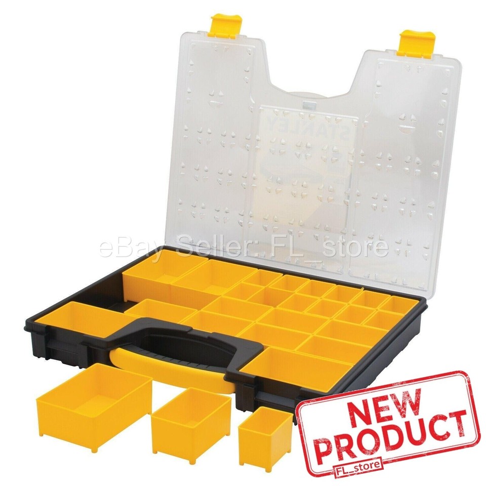 STANLEY Plastic Storage Organizer Carry Parts Box 25 Compartments High ...