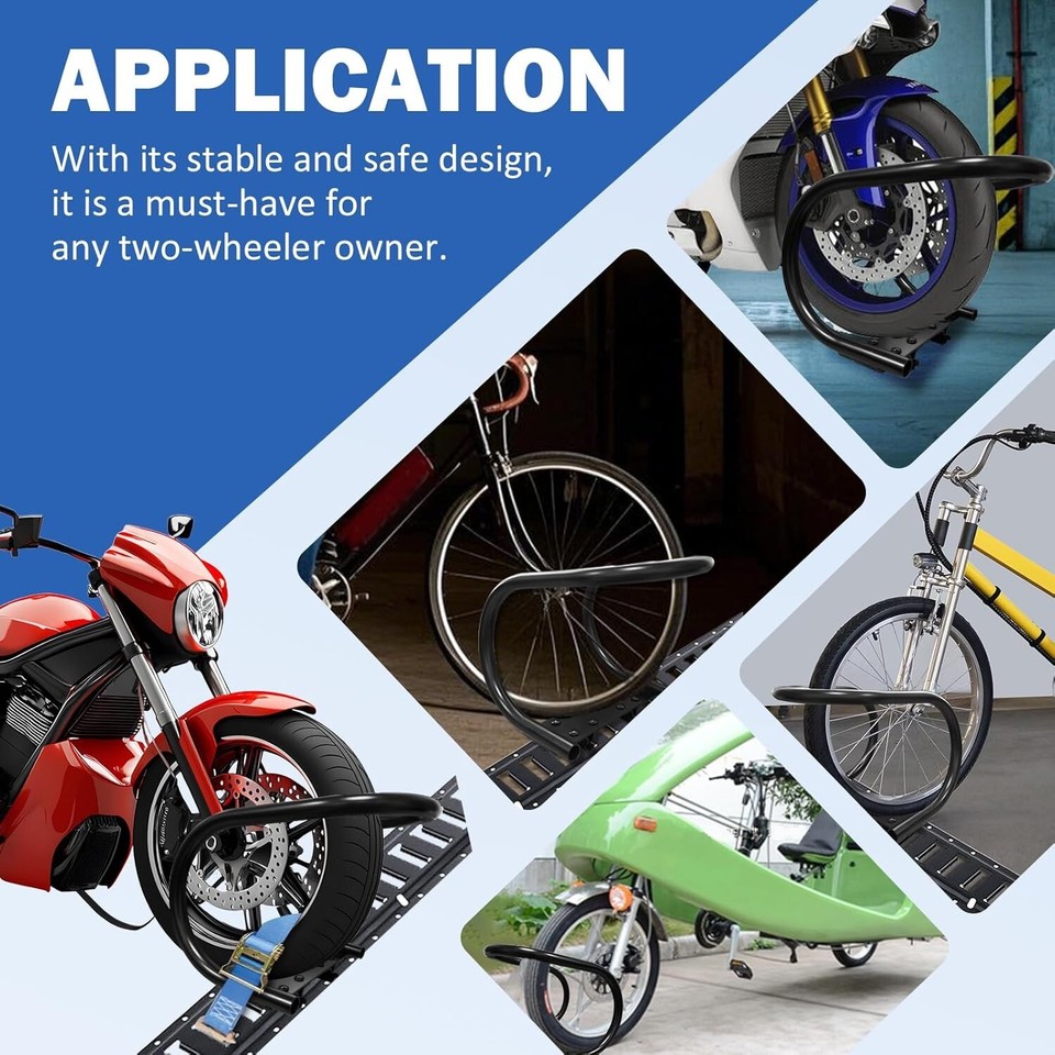 2 Pack E-Track Motorcycle Wheel Chock, 7" Removable Black Wheel Chock ...