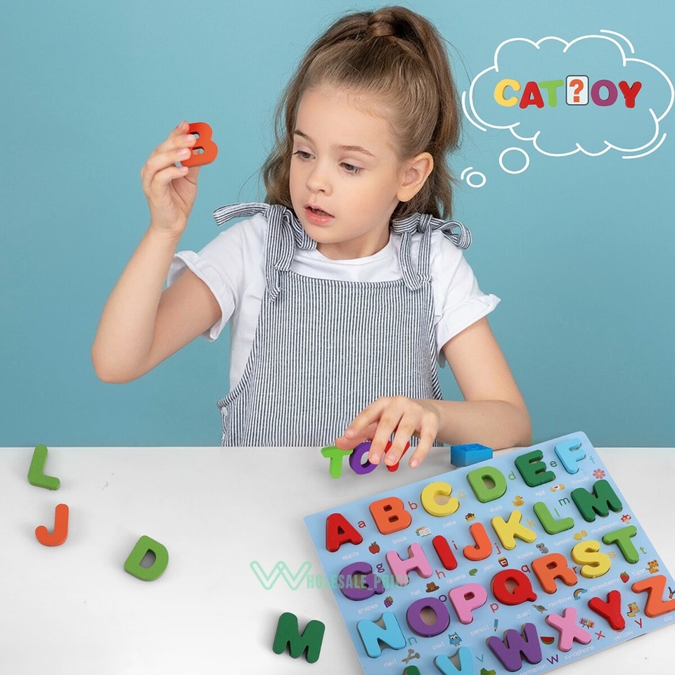 New -- Baby Kids Learning Toys Wooden Alphabet Number Puzzle ABC ...