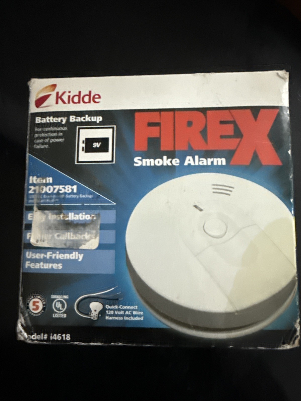 NEW KIDDE i4618AC Firex Hardwired Smoke Detector W/ Battery Backup Item ...