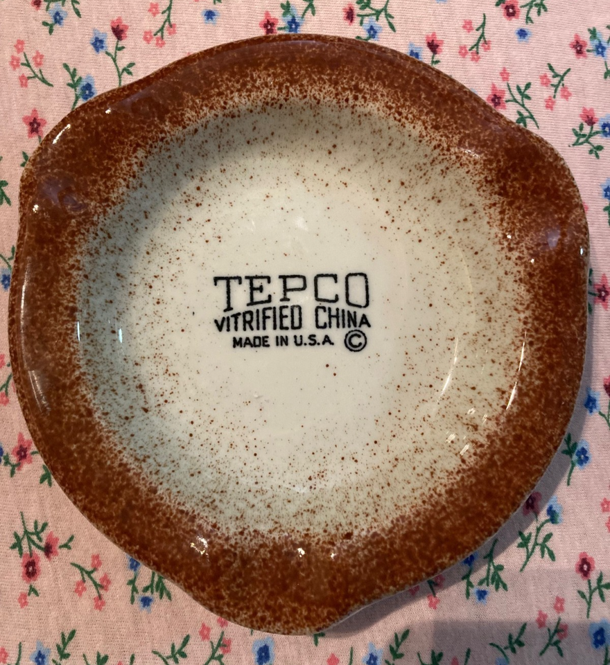 Vintage Tepco Restaurant Ware Advertising Ashtray~Brown Dot Airbrushed ...