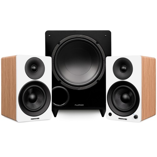 Fluance Powered 5" Bookshelf Speakers, 10" Powered Subwoofer, 15ft Sub ...