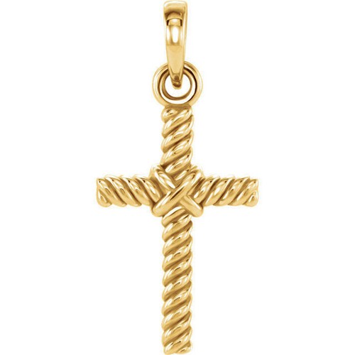 Rope Cross Pendant In 14K Yellow Gold (18.9x8.65mm) | eBay