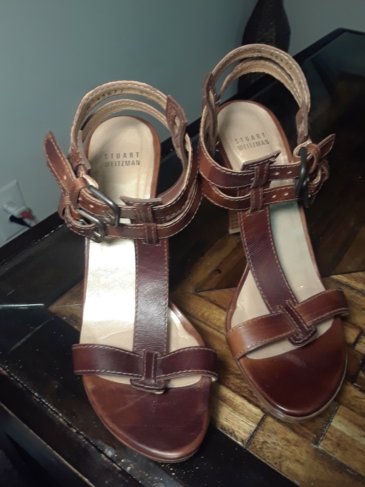 Stuart weitzman 8.5 sandals Strappy Peep Toe Brown - Gem