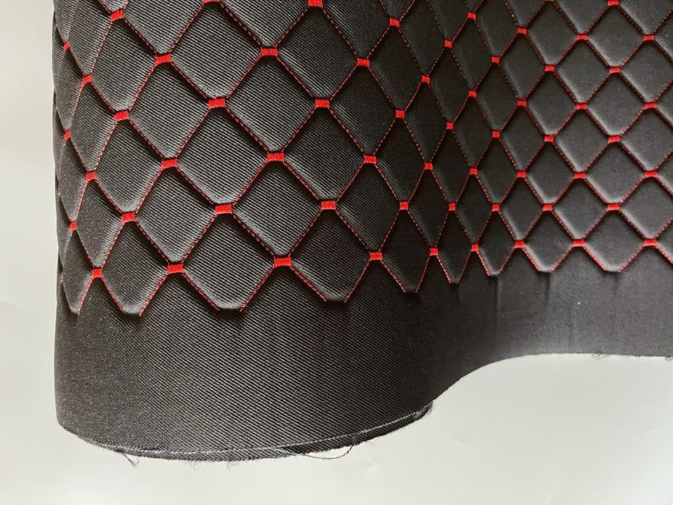 Black/red Diamond Stitch Embossed Fabric Lining Car Upholstery ...