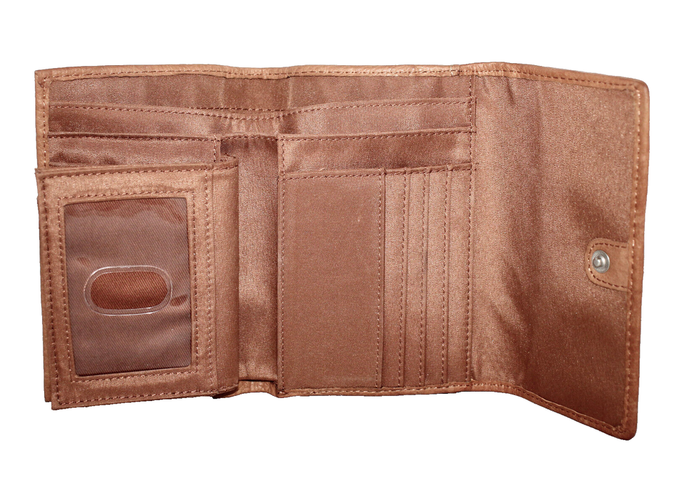 FOSSIL Colorful Bird Medium Trifold Clutch Wallet Brown Tan Pebbled ...