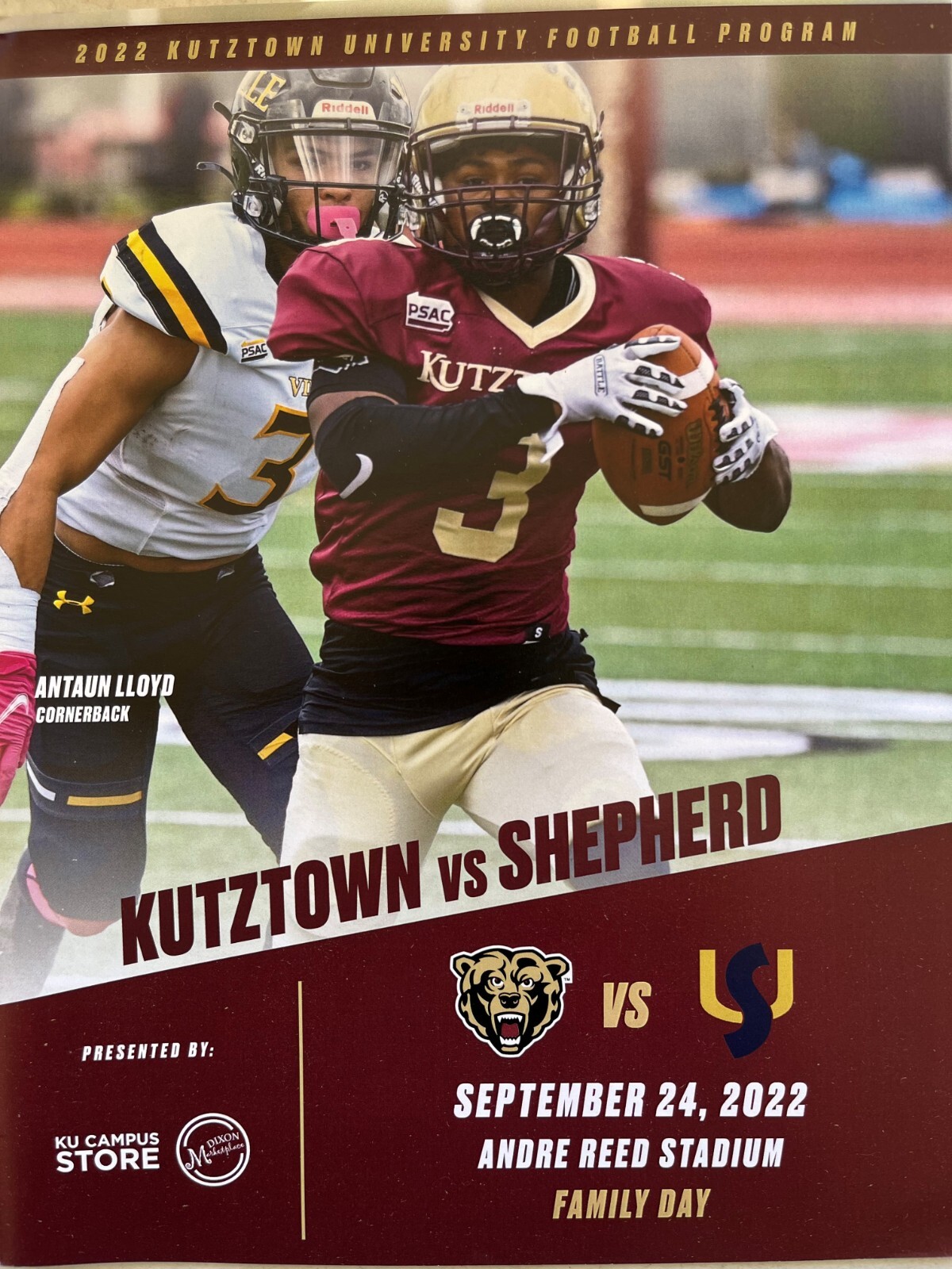 2022 KUTZTOWN GOLDEN BEARS VS. SHEPHERD GAMEDAY PROGRAM 9/24/22 ...