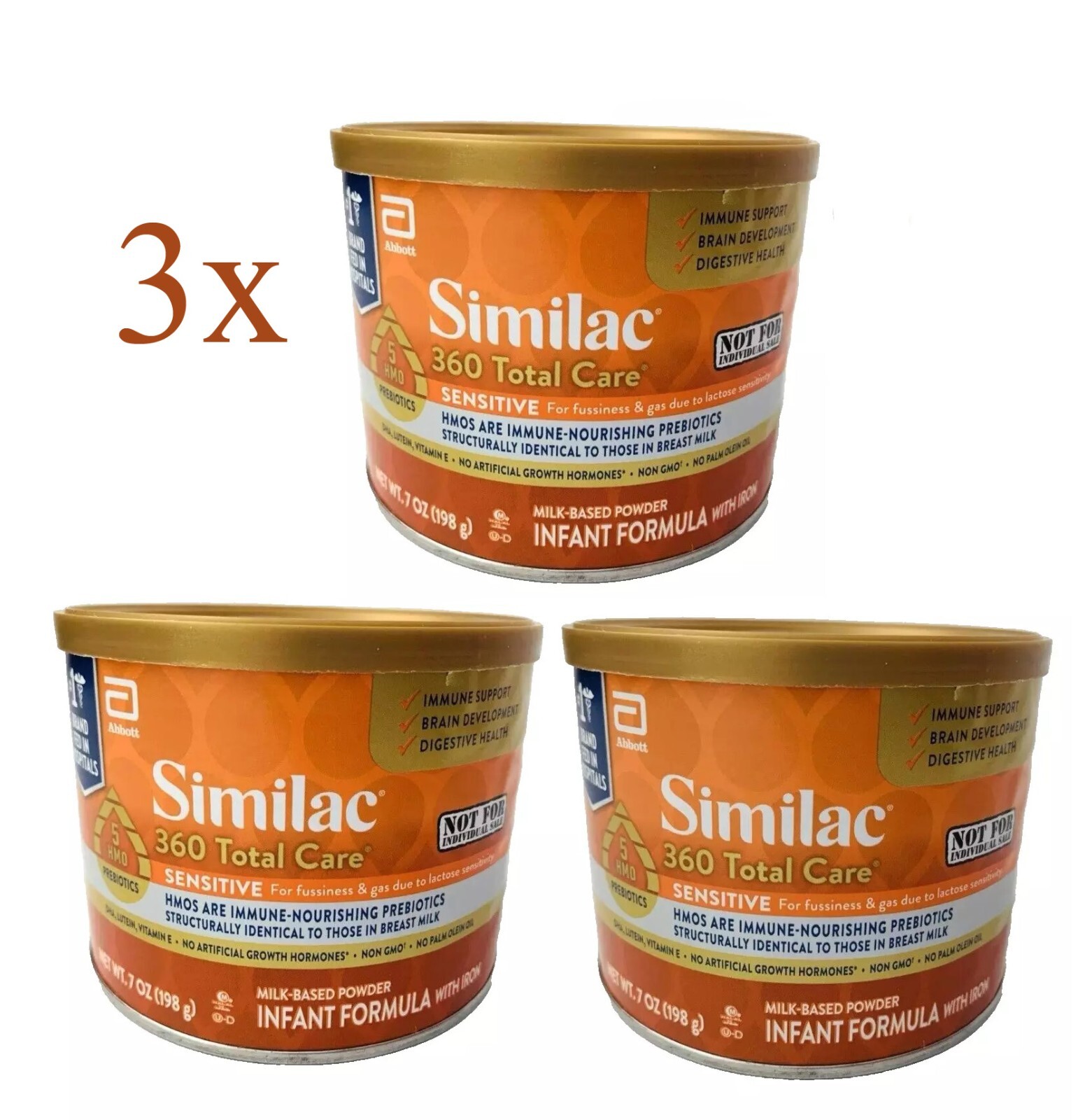 3X SIMILAC 360 TOTAL CARE SENSITIVE MILK BASED POWDER 7oz INFANT ...