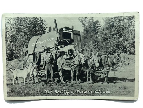 Embellished RPPC 1930s JACK RATLIFF OF PRITCHETT, COLORADO Bacca Goats ...