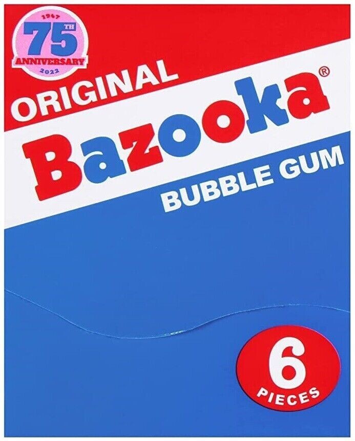 2x Bazooka Mini Wallet Original Bubblegum & Grape Flavor 6 Pieces Pack ...