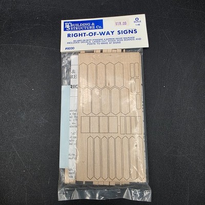 NOS BS Building & Structure Co. O 1:48 Scale Right Of Way Signs #6030 ...