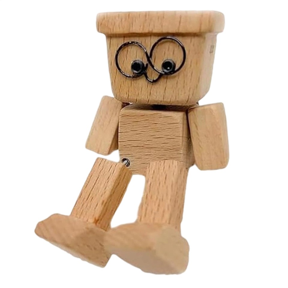 1x Shaking Wooden Man Figurine, Handmade Shaking Feet Wooden Doll, Car ...