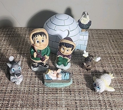 Nativity Eskimo Alaska Igloo Seal Moose Wolf Baby Mom Dad Eagle ...