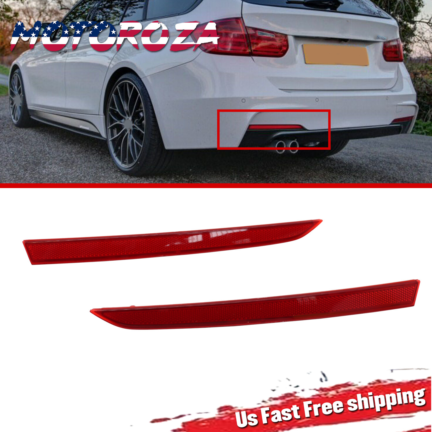 Fit For 12-17 BMW 3-Series F30 F31 M Sport Pair Rear Bumper Reflector ...