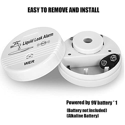 WER Water Leak Alarm Sensor, Battery Operated Leak Alert, 90dB Water ...