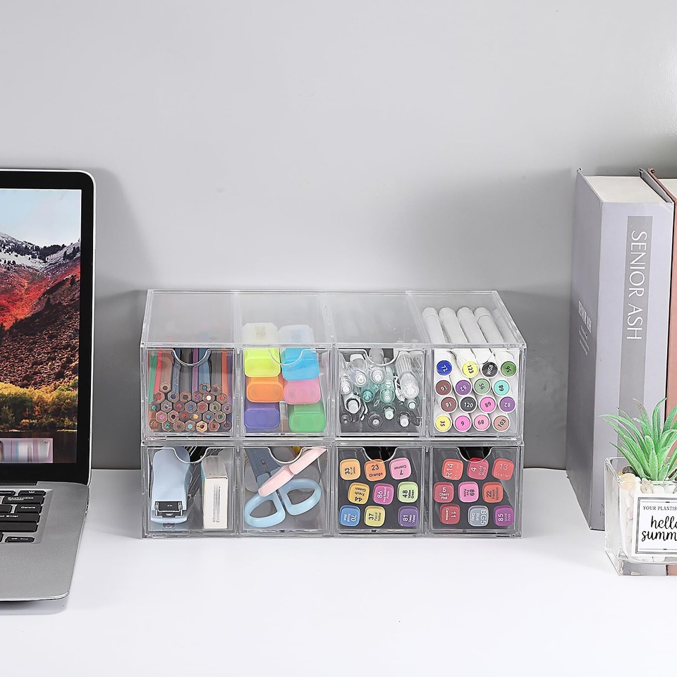 Hipiwe 2 Packs Acrylic Sunglasses Organizer with 4 Drawers Clear ...